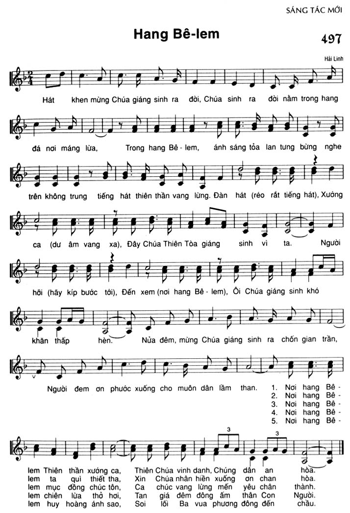 [Sheet] Hang Bêlem – Hải Linh - Vàng Son