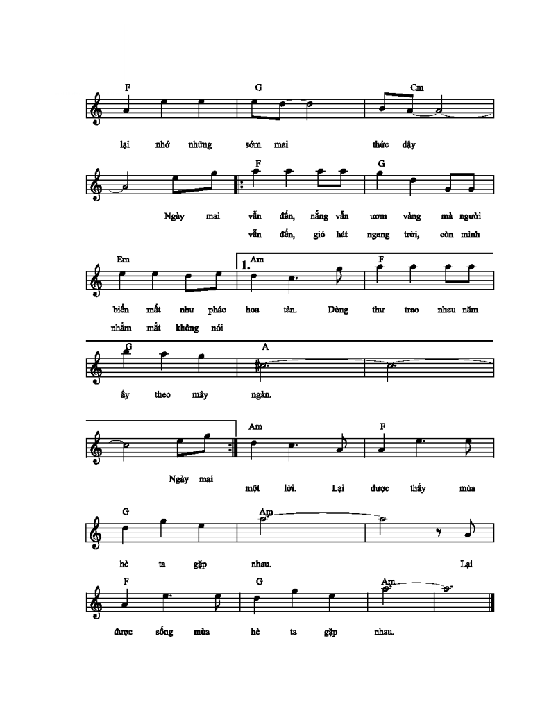 [Sheet] Nhắm mắt thấy mùa hè – Hồ Tiến Đạt & Chung Chí Công - Vàng Son